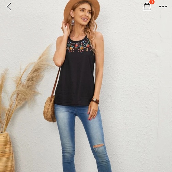 Emery Rose Tops Black Floral Print Tank Top Poshmark